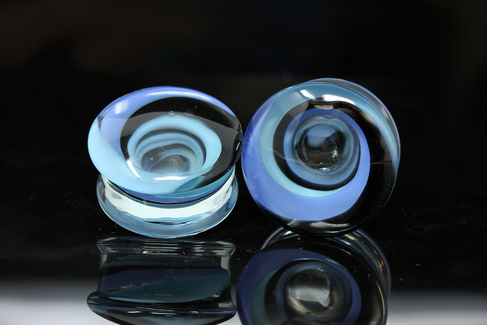 Rip Tide Glass Plugs (Pair) - G071 – Two Feather Plugs