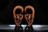 Wooden Frog Hangers - Carved Frog Plugs (Pair) - A064 – Two Feather Plugs
