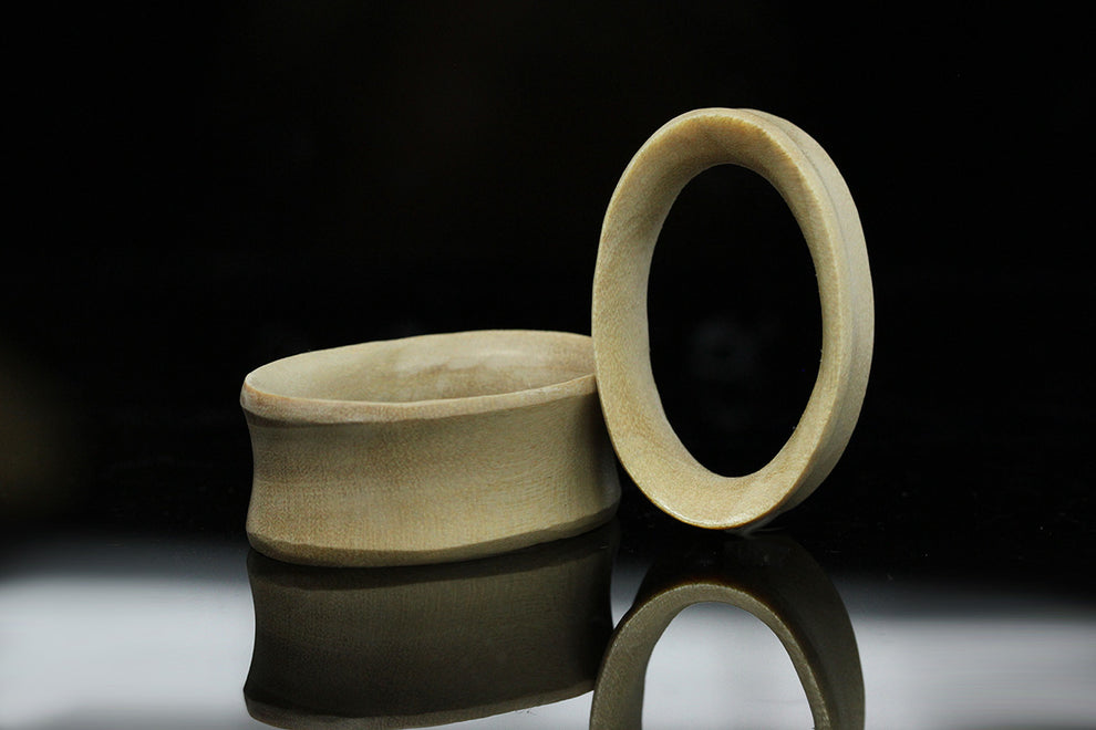 Oval Tunnel Plugs - Carved Wood Tunnel (Pair) - PA50 – Two Feather Plugs