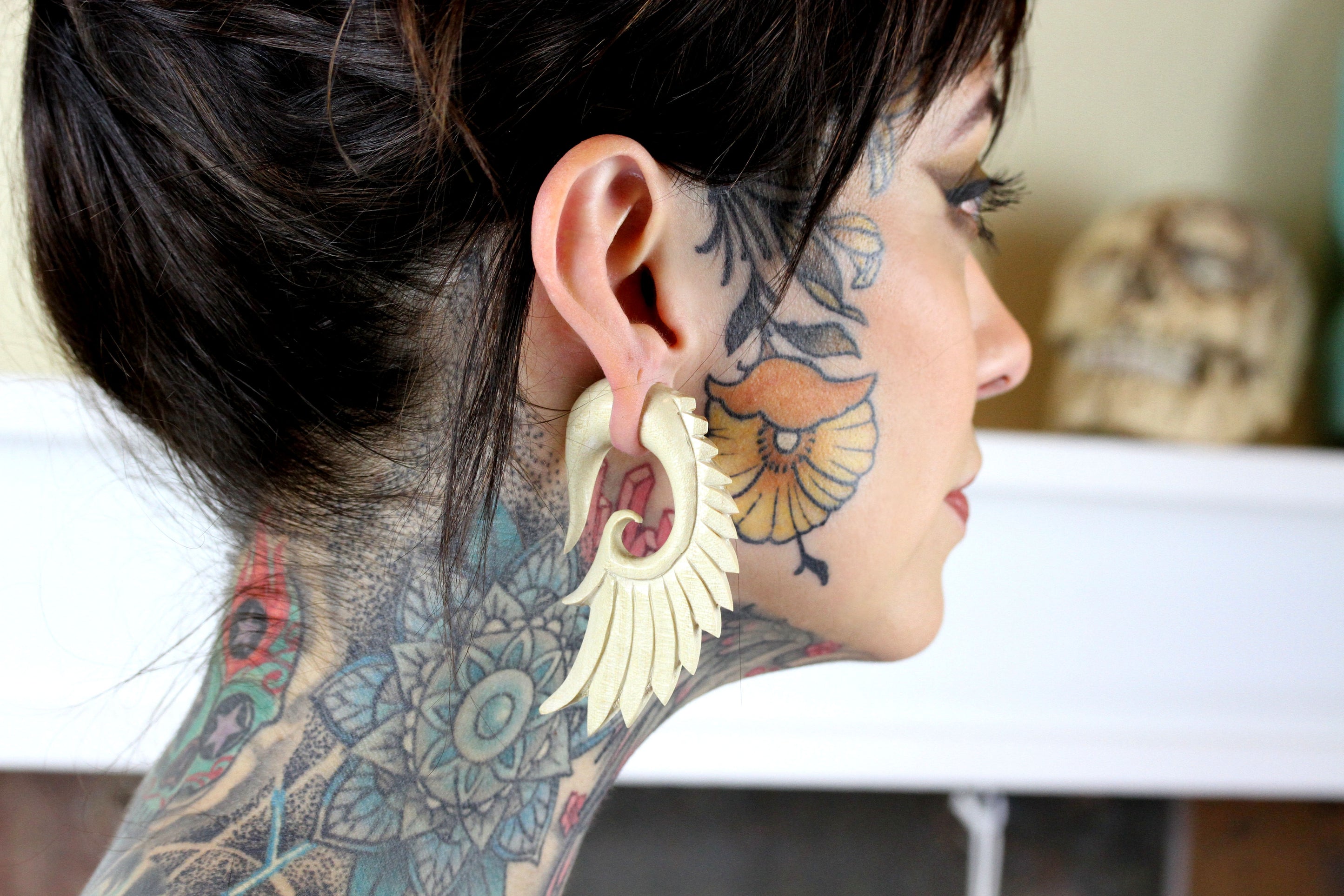 Wood Wings - Hanging Plugs (Pair) - E003 – Two Feather Plugs