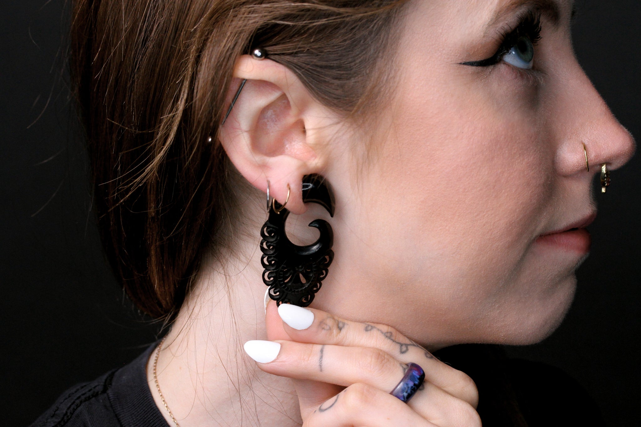 Horn Stretched Plug Earrings (Pair) - B035 – Two Feather Plugs