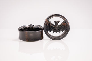 Vampire Bat Wooden Plugs - (Pair) - PA107 – Two Feather Plugs