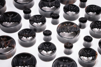 Vampire Bat Wooden Plugs - (Pair) - PA107 – Two Feather Plugs