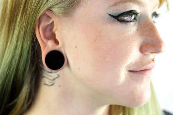 Obsidian Black Plugs (Pair) - PH125 – Two Feather Plugs