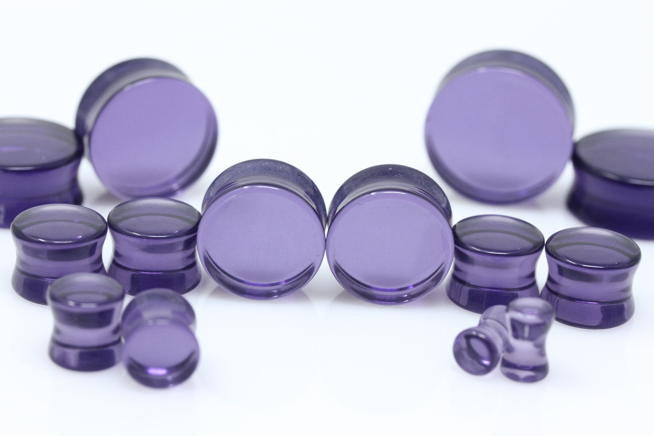 Purple Glass Plugs for Stretched Ears (Pair) - PH141 – Two Feather Plugs
