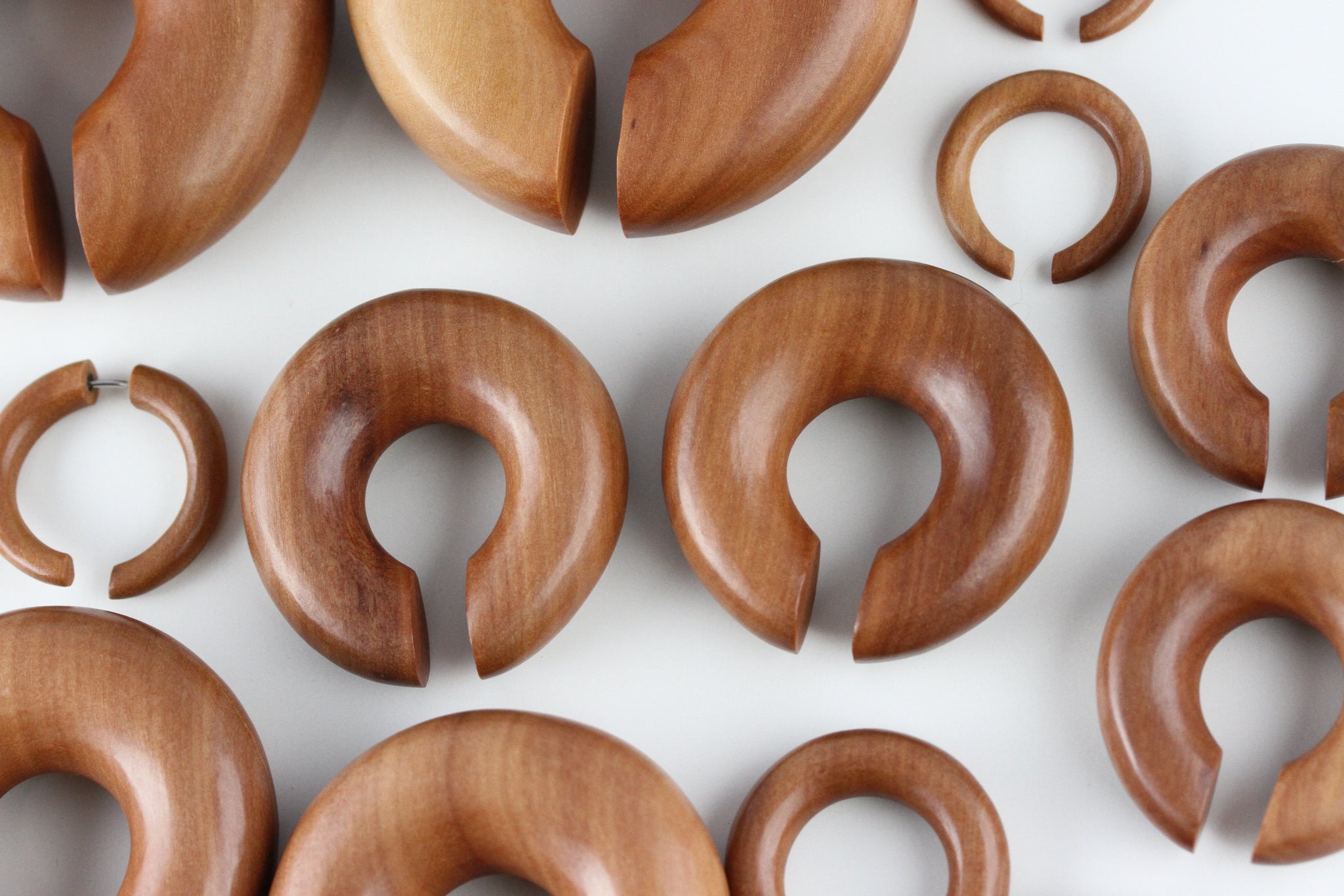 Wood Ear Hoops (Pair) - A070 – Two Feather Plugs