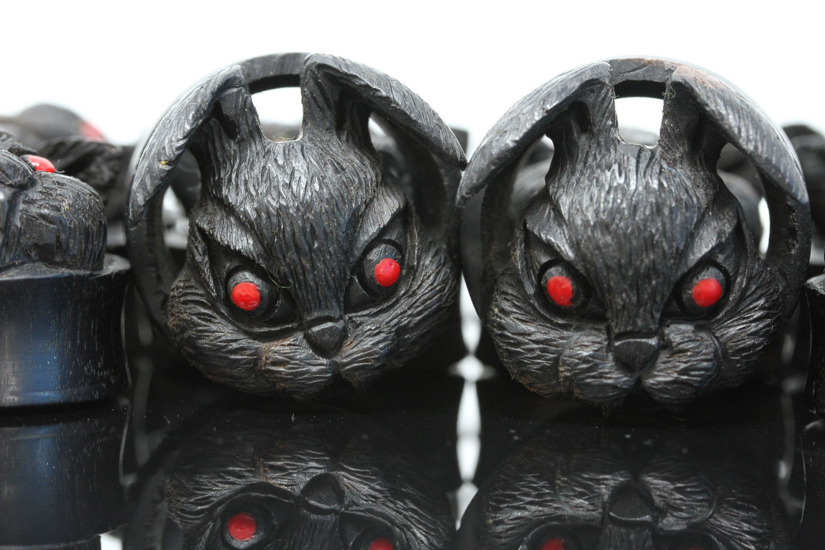 Fluffy Areng Wood Plugs - Hand Carved Evil Plugs (Pair) - PA136 – Two ...