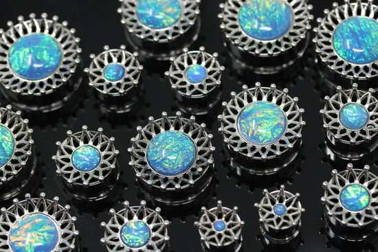 Ocean Flower Stainless Steel Plugs (Pair) - PSS105 – Two Feather Plugs