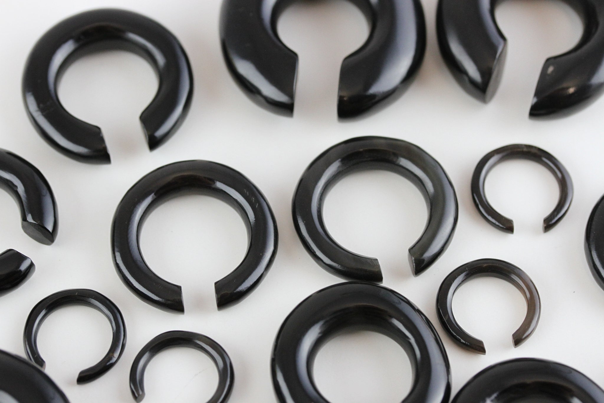 Horn Hoops for Stretched Ears - Hand Carved (Pair) - B047 – Two Feather ...