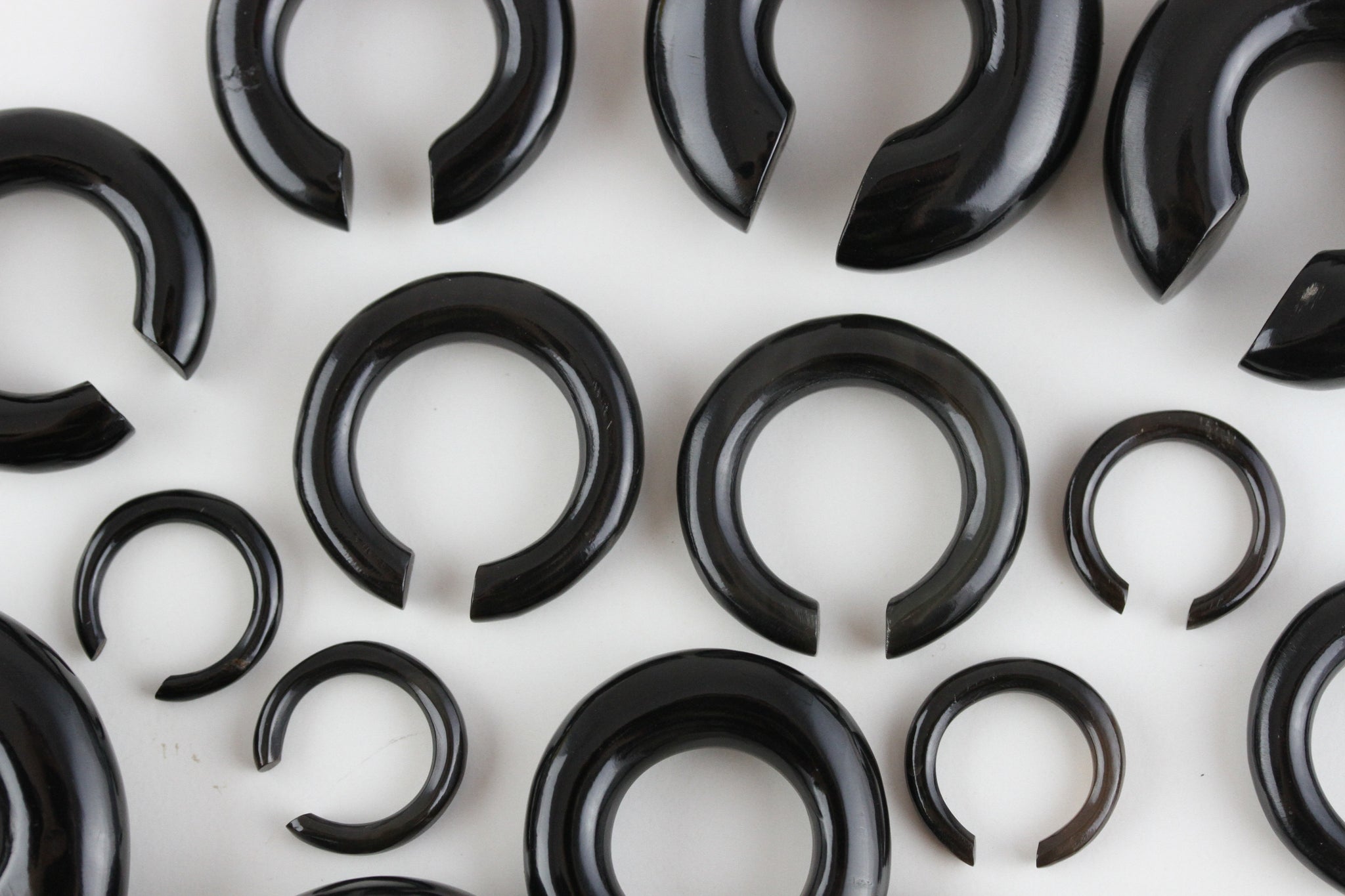 Horn Hoops for Stretched Ears - Hand Carved (Pair) - B047 – Two Feather ...