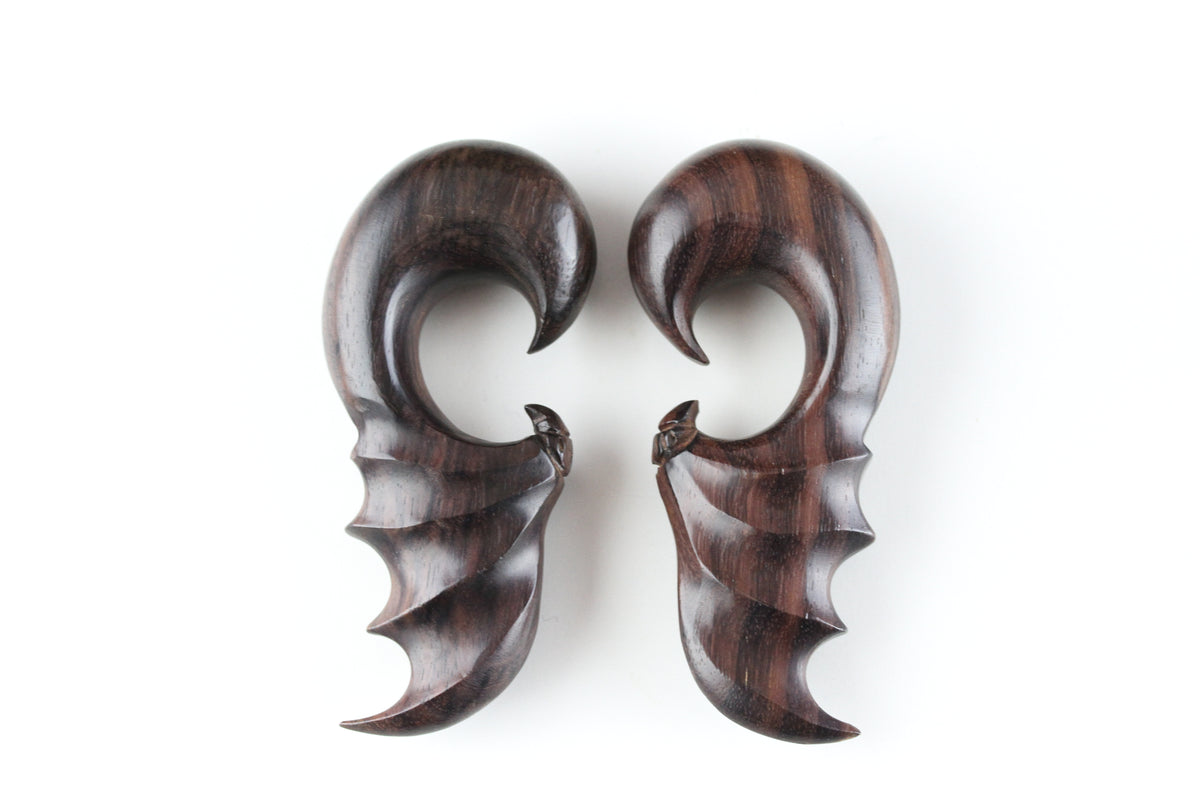 Bats Wings Hanging Plugs - Carved Wood Bat Wings - (Pair) - D045– Two ...