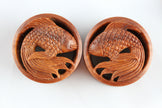 Wooden Koi Fish Tunnels - Hand Carved Koi Fish Plugs (Pair) - PA39 ...