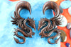 Serpent Dragon Plugs - Carved Wood Hanging Plugs (Pair) - D041– Two ...