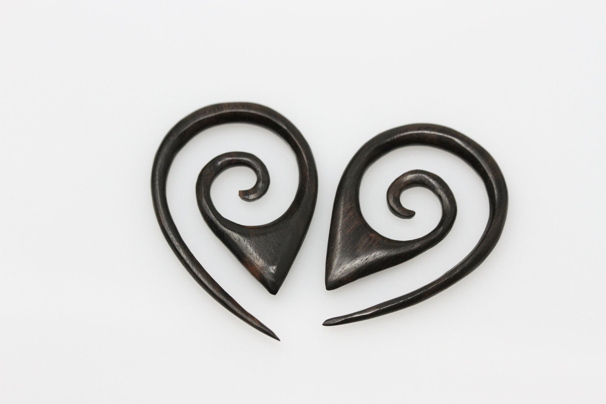 Areng Wood Maori Hangers (Pair) - F006 – Two Feather Plugs
