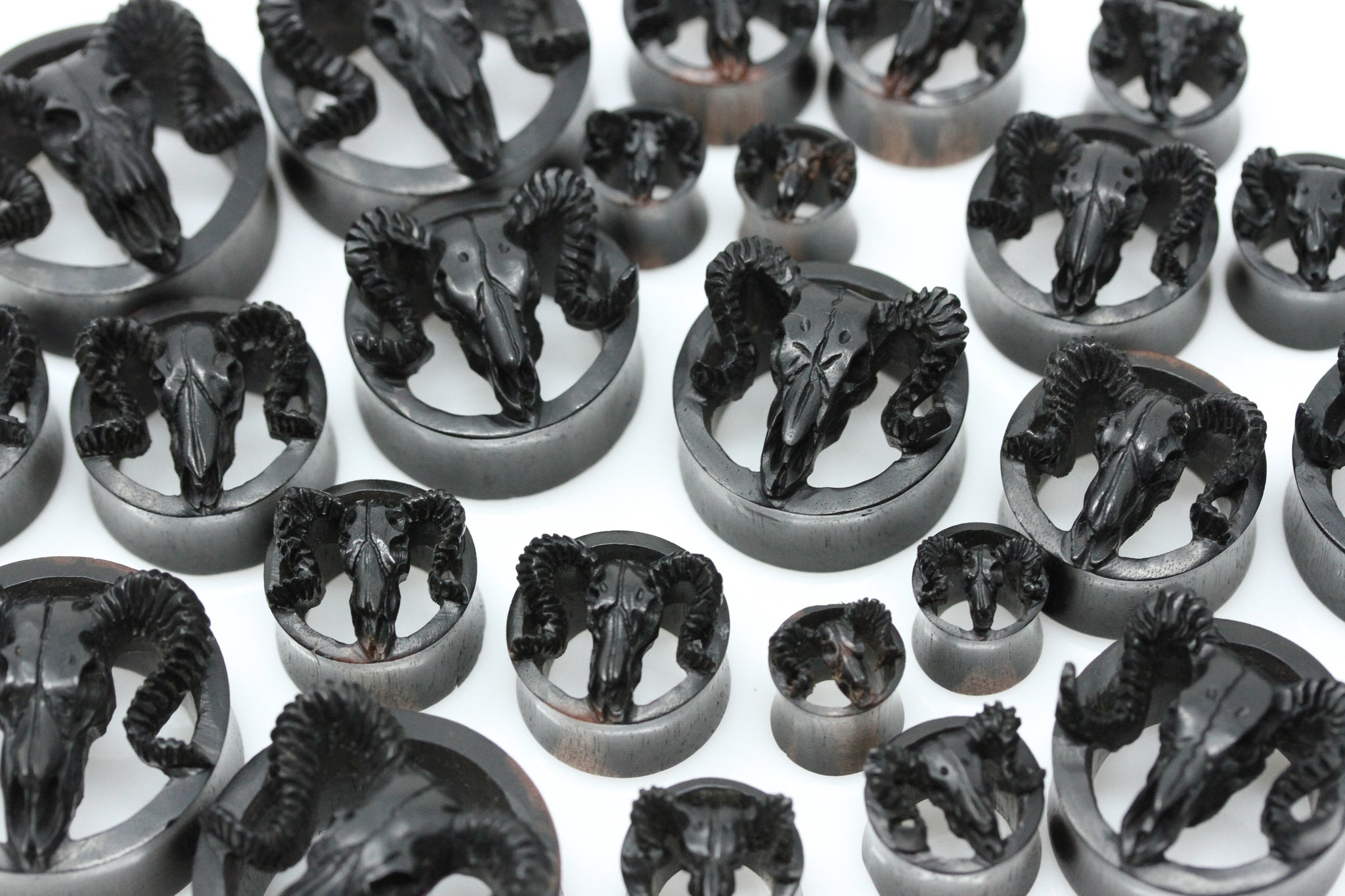 Ram Wood Tunnels - Hand Carved Wooden Plugs (Pair) - PA123 – Two ...