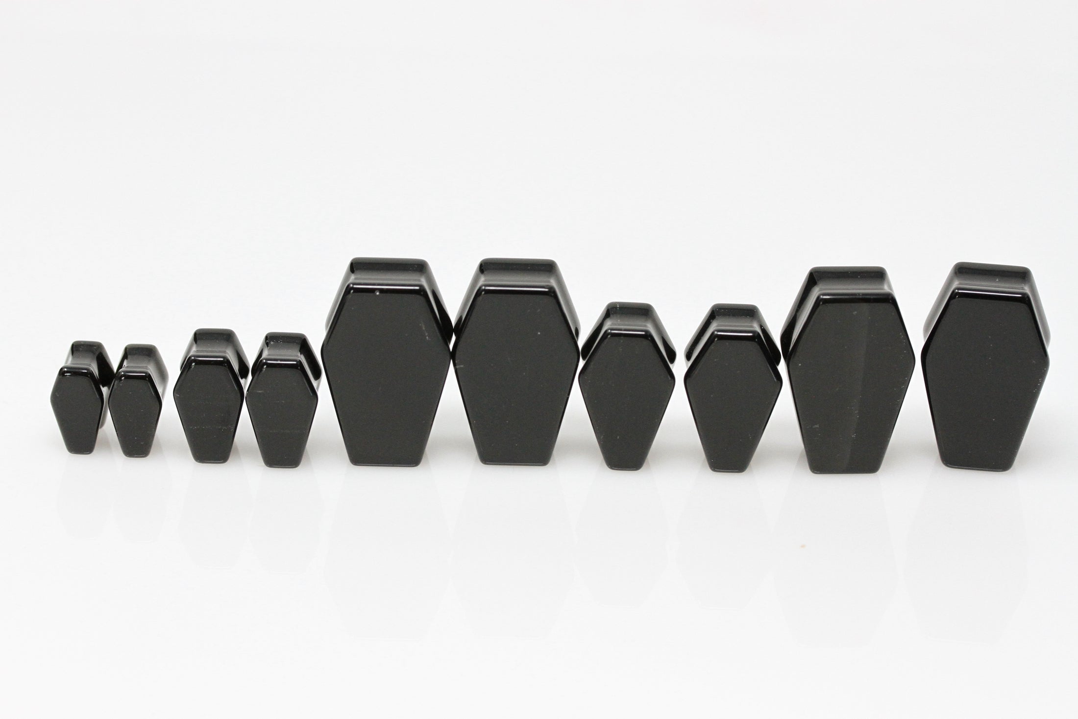 Black Obsidian Coffin Plugs - Stone Coffin Plugs - PH66 – Two Feather Plugs