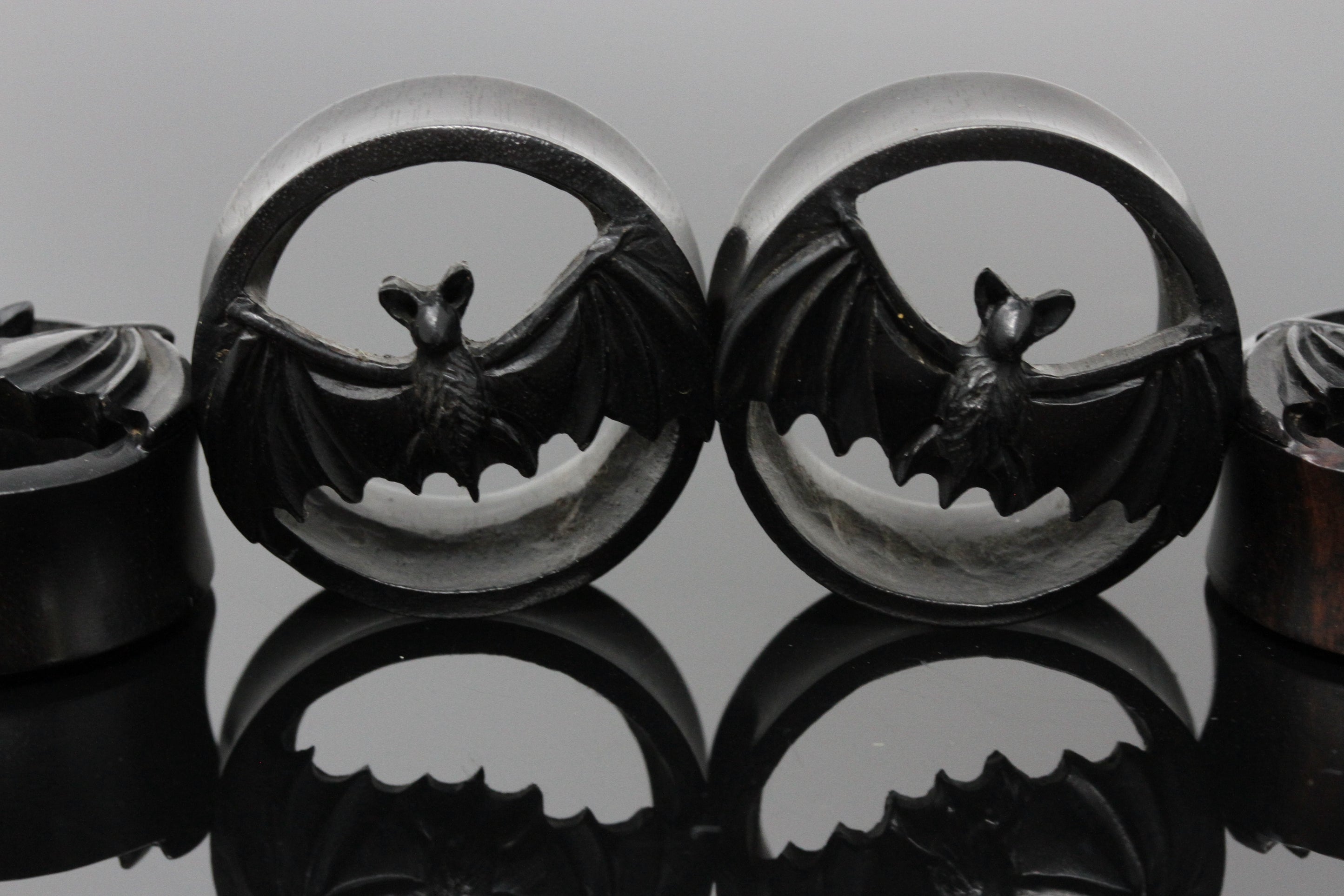 Vampire Bat Wooden Plugs - (Pair) - PA107 – Two Feather Plugs
