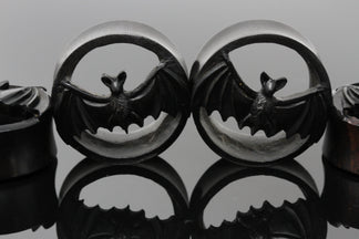 Vampire Bat Wooden Plugs - (Pair) - PA107 – Two Feather Plugs