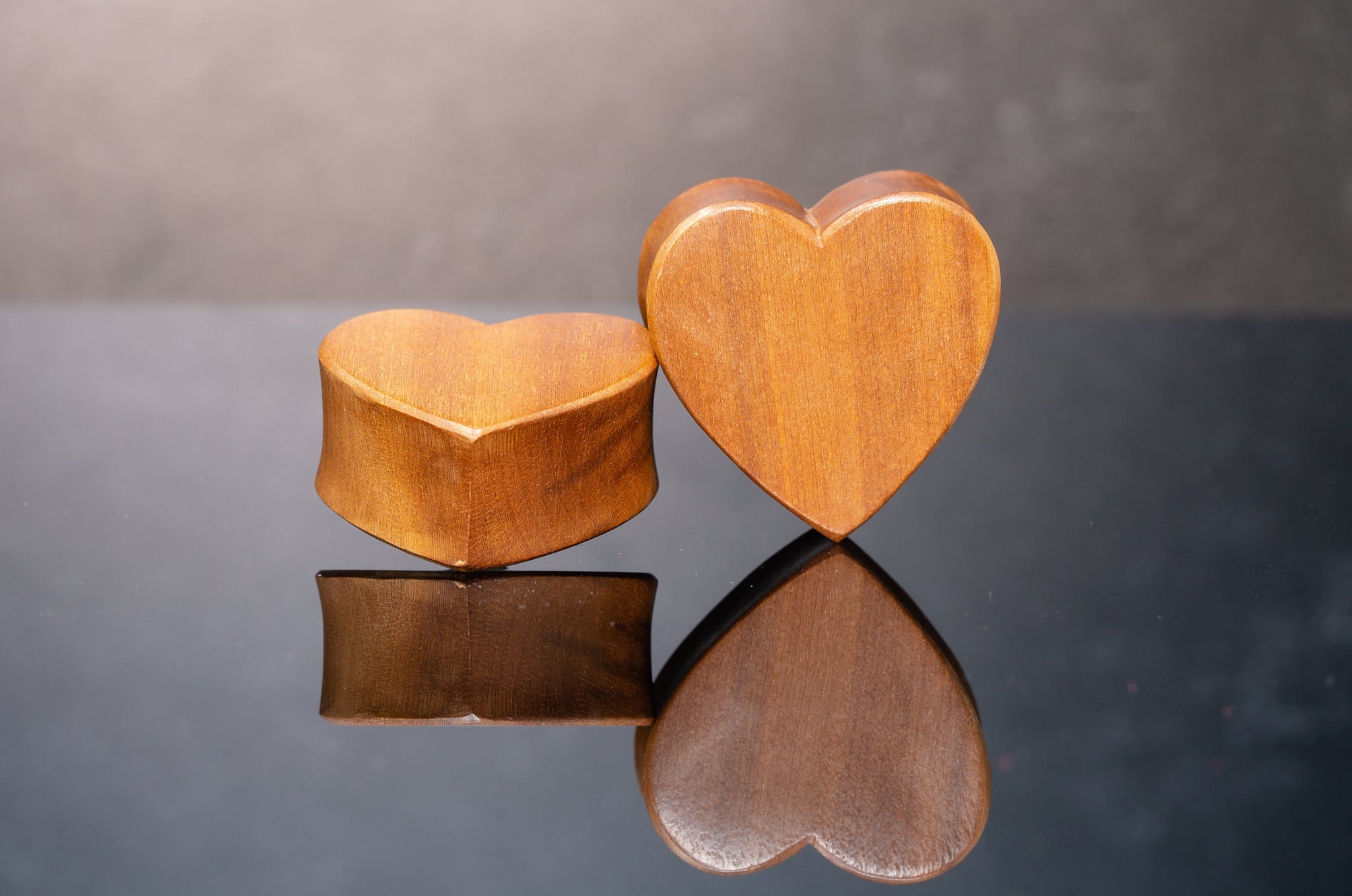 Carved Wooden Heart Gauges - Wood Heart Plugs (Pair) - PA44 – Two ...