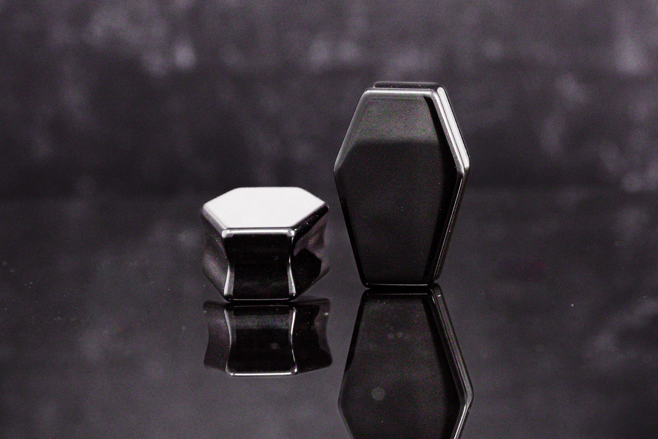 Black Obsidian Coffin Plugs - Stone Coffin Plugs - PH66 – Two Feather Plugs