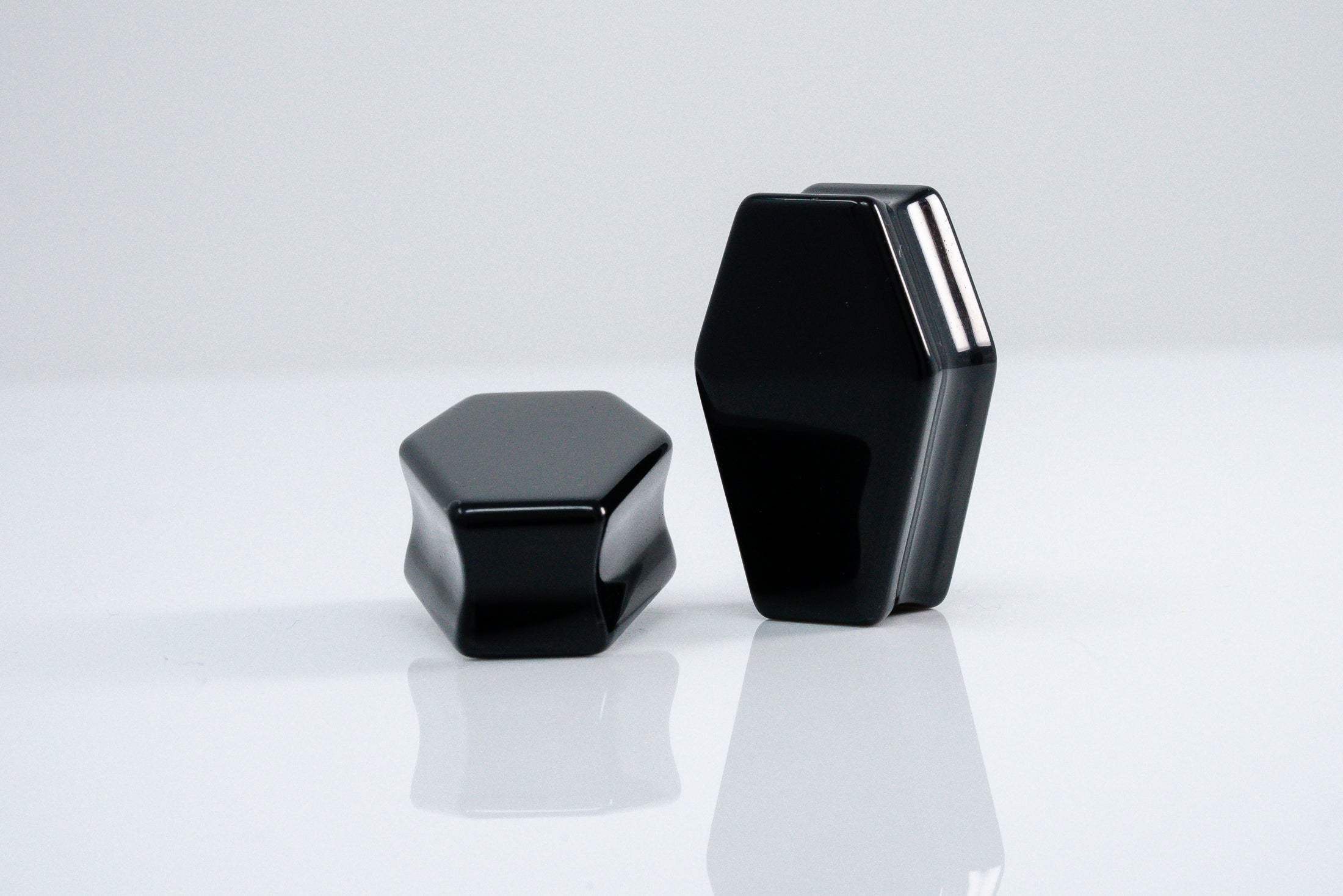 Black Obsidian Coffin Plugs - Stone Coffin Plugs - PH66 – Two Feather Plugs